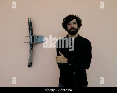 Brazilian artist Daniel de Paula poses for a photo at his solo ...