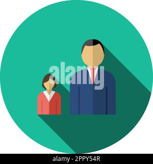 Man Boss With Subordinate Lady Icon. Editable Bold Outline With Color ...