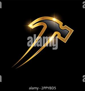 A vector Illustration of Golden Luxury Hammer Logo Sign Stock Vector ...