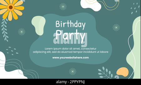 Boho Party Thumbnail Template Hand Drawn Cartoon Flat Illustration ...