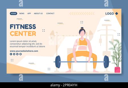Fitness Training Social Media Landing Page Template Hand Drawn Cartoon ...