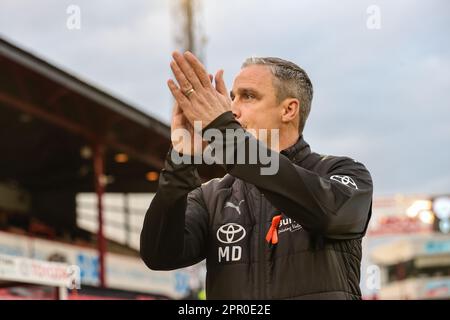 Michael Duff manager of Barnsley FC during the pre-game warmup before ...