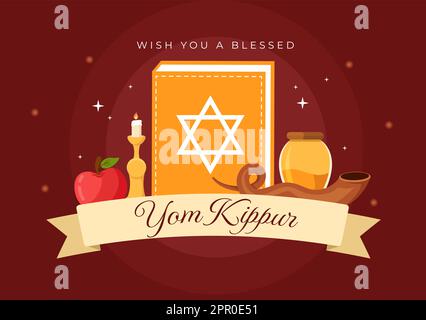 Yom Kippur Celebration Hand Drawn Cartoon Flat Illustration to Day of ...