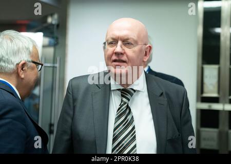 Ambassador Vassily Nebenzia of Russia leaves earlier Security Council ...