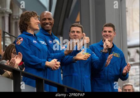 NASA's Artemis II crew member Pilot Victor Glover, responds to ...