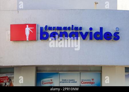 Facade with the logo of the Benavides pharmacy on Serdan street in the ...