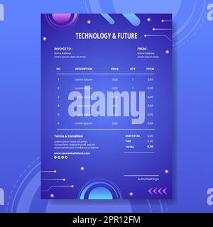 Technology Invoice Template Hand Drawn Cartoon Flat Illustration Stock ...