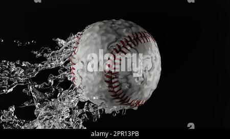 baseball ball Splashing, black background, wrapped in and water, Splash ...