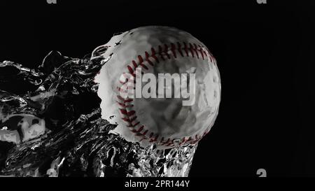 baseball ball Splashing, black background, wrapped in and water, Splash ...