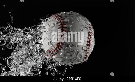 baseball ball Splashing, black background, wrapped in and water, Splash ...