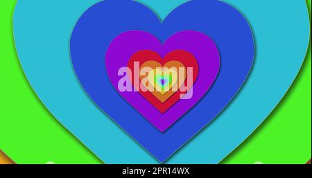 Image of multiple colourful heart shapes in row Stock Photo - Alamy
