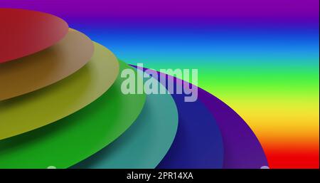 Image of colourful circles over rainbow background Stock Photo - Alamy