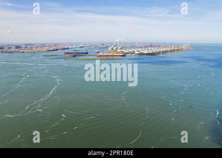 Port of Rotterdam Europoort aerial view of EECV dry bulk terminal coal ...