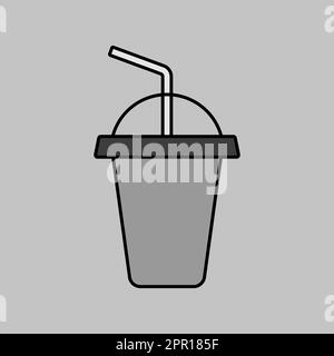 Soft drink vector grayscale icon. Fast food sign. Graph symbol for ...