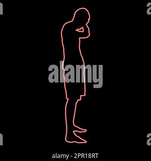 Neon man covering his ears silhouette front view closing concept ignore ...