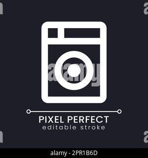 Washing machine pixel perfect white linear ui icon for dark theme Stock ...