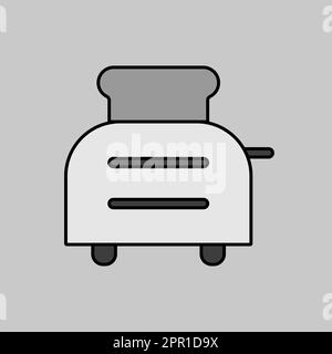 Toaster with toasts vector grayscale icon. Kitchen appliance. Graph ...