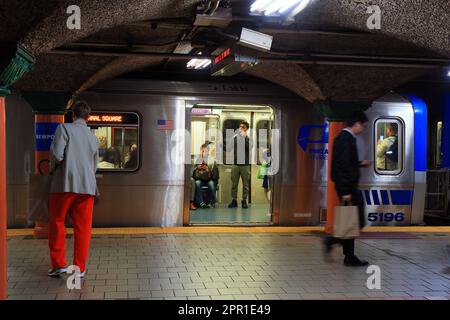 People exiting a Port Authority Trans Hudson PATH train at Grove Street ...