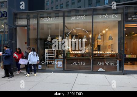 Maman, 12 W 48th St, New York, NYC storefront of a French bakery cafe ...