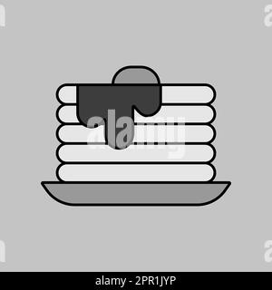 Pancake vector grayscale icon. Fast food sign. Graph symbol for cooking ...
