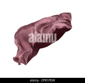 Beautiful delicate dusty rose silk floating on white background Stock ...