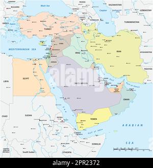 vector map of geopolitical region middle east Stock Vector Image & Art ...