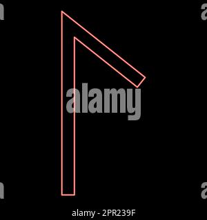 Neon lagu rune Laguz lake lagoon symbol red color vector illustration ...