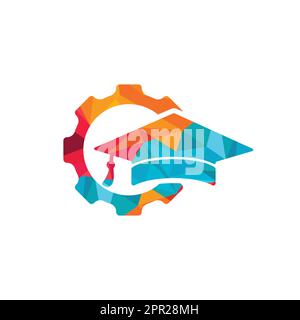 Student gear vector logo template. Graduation Engineer logo symbol or ...