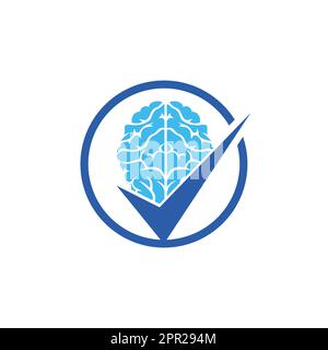 Brain check vector logo design. Brain and tick icon logo Stock Vector ...