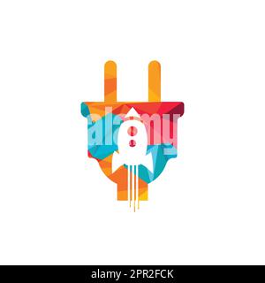 Electric plug and rocket vector logo design. Fast charging logo design ...