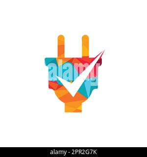 Electric plug and check mark vector logo design Stock Vector Image ...
