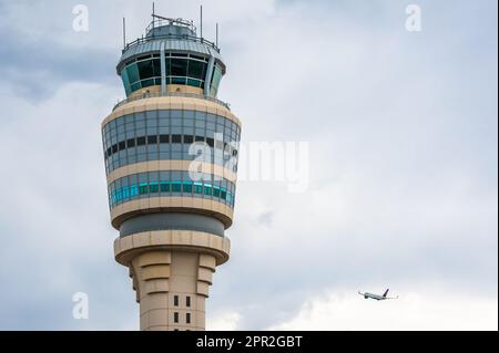 Air traffic control tower of Hartsfield Jackson Atlanta International ...
