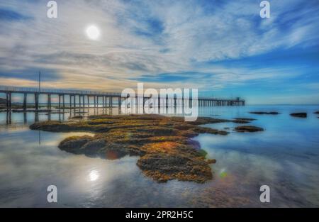 Point Lonsdale Jetty, at the entrance to Port Philip Bay, Bellarine ...