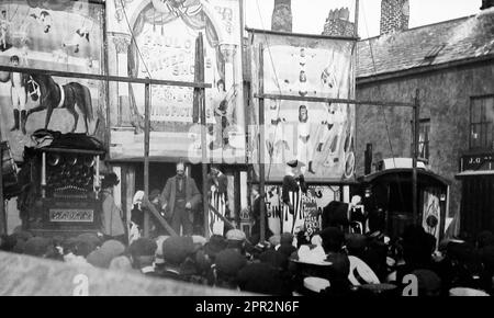 Bioscope show, Swallow's Funfair, Whitehaven, Cumbria in 1899 Stock ...