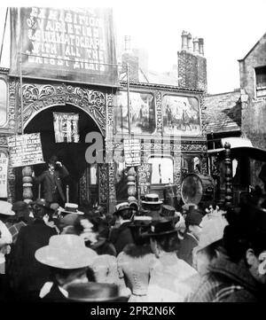 Bioscope show, Swallow's Funfair, Whitehaven, Cumbria in 1899 Stock ...