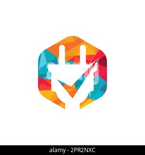 Electric plug and check mark vector logo design Stock Vector Image ...