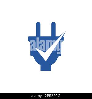 Electric plug and check mark vector logo design Stock Vector Image ...