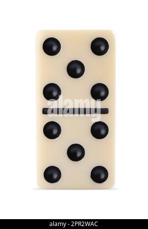 One classic domino tile on white background Stock Photo - Alamy