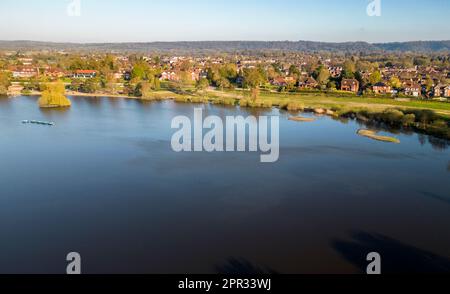 aerial view of petersfield town, the lake and the common Hampshire ...