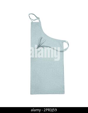 Grey kitchen apron with pattern isolated on white Stock Photo - Alamy