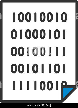 Sheet With Binary Code Icon. Bold outline design with editable stroke width. Vector Illustration ...