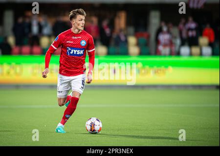 Silkeborg, Denmark. 25th Apr, 2023. Referee Jacob Karlsen seen during ...