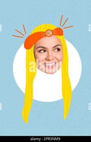 Abstract face of attractive and charming lady with stylized floral hair ...