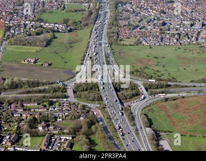 aerial view of Simister Island, junction 18 of M62 & junction 4 of M66 ...