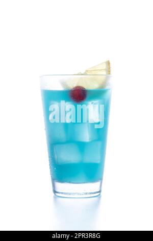 Deep blue sea martini cocktail isolated on white background Stock Photo ...