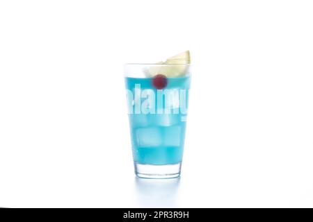 Deep blue sea martini cocktail isolated on white background Stock Photo ...