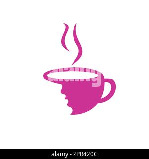 Coffee cup with women face logo vector. Coffee shop logo design Stock ...