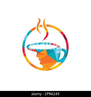 Coffee cup with women face logo vector. Coffee shop logo design Stock ...