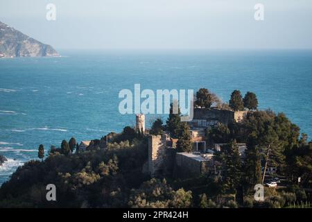 Remote village in a seacoast view, Cinque Terre, Liguria, Italy Stock ...