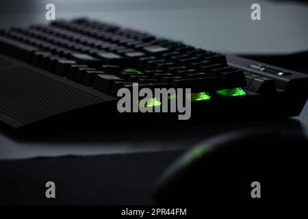 Corsair Mechanical Gaming Keyboard with RGB lights on Office Desk Stock ...